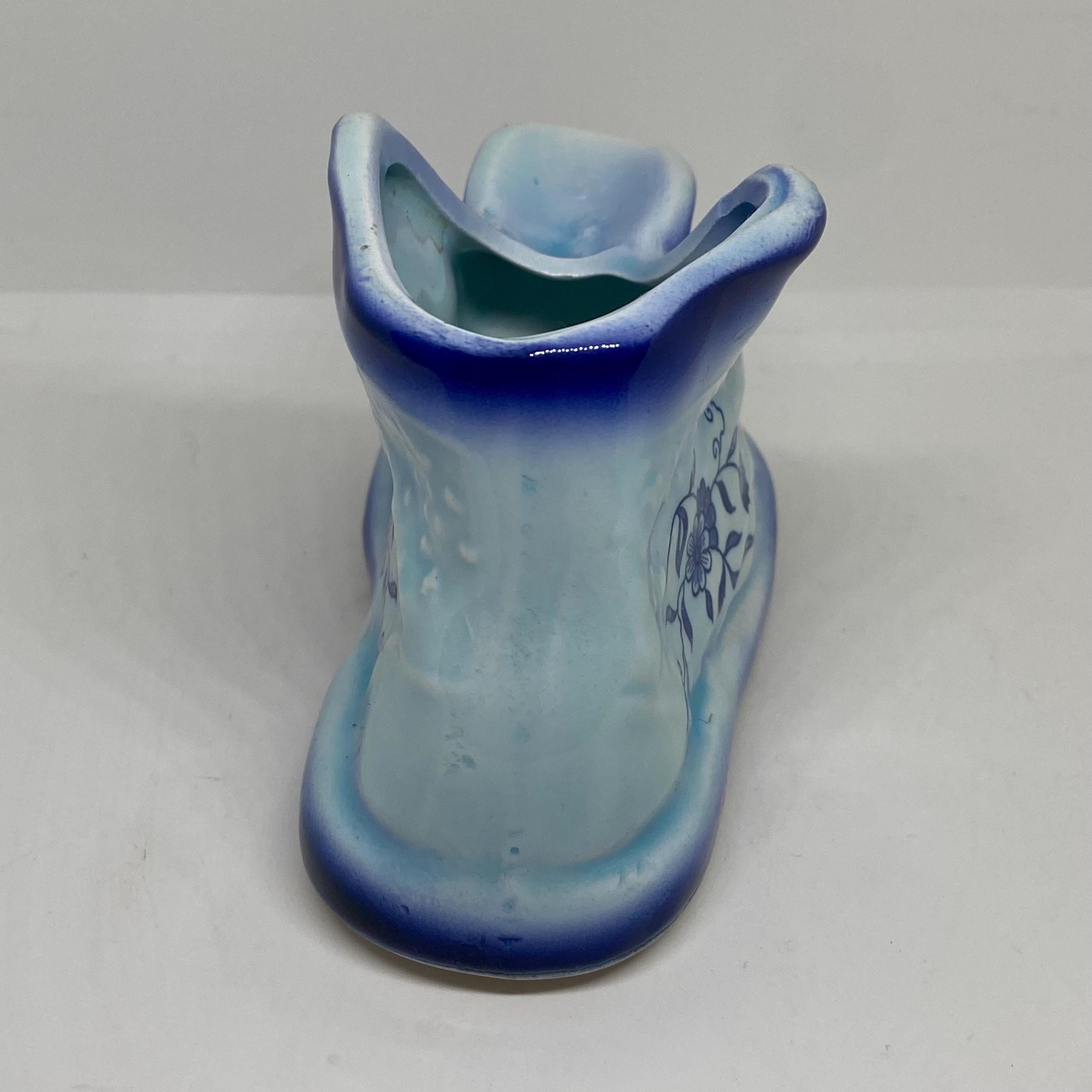 Vintage Souvenir Blue Shoe Boot Figurine Indiana Ceramic Toothpick ...