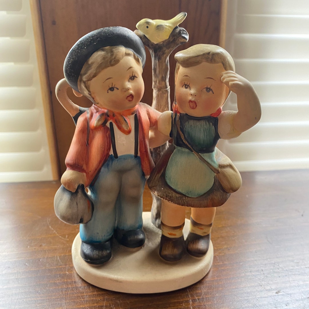 Vintage Napco Picnickers Figurine Boy & Girl With Bird Repaired - Etsy
