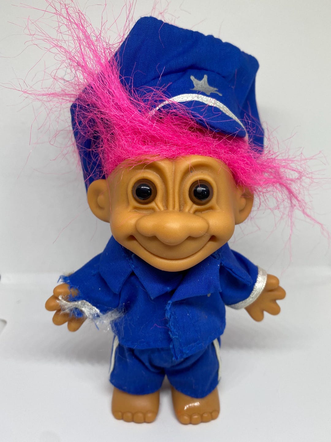 Vintage Russ Troll Doll Police Officer Blue Hair Figure Toy - Etsy