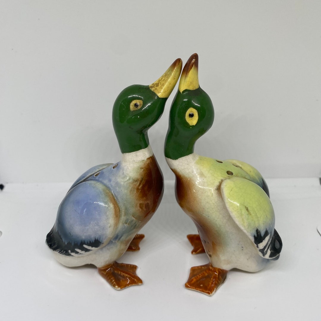 Vintage Mallard Ducks Salt and Pepper Shakers Set Green Blue Brown ...