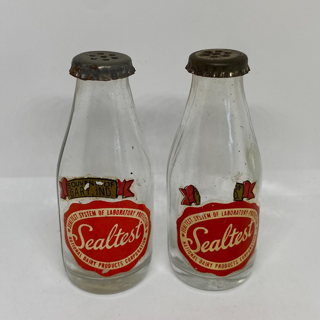 Vintage Sealtest Clear Glass Bottles Salt Pepper Shaker Set - Etsy