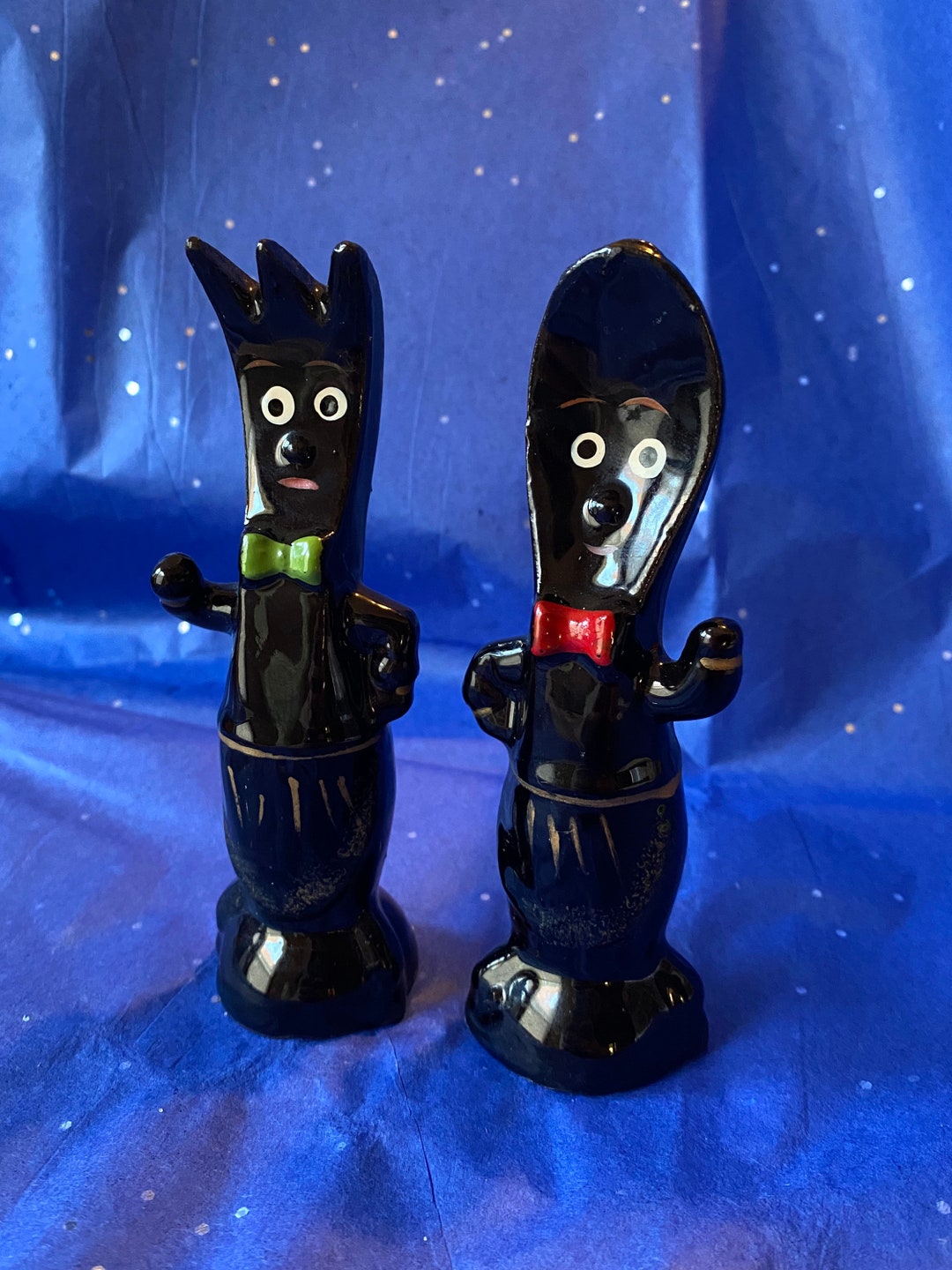 Vintage Anthropomorphic Black Fork and Spoon Salt and Pepper Shakers ...