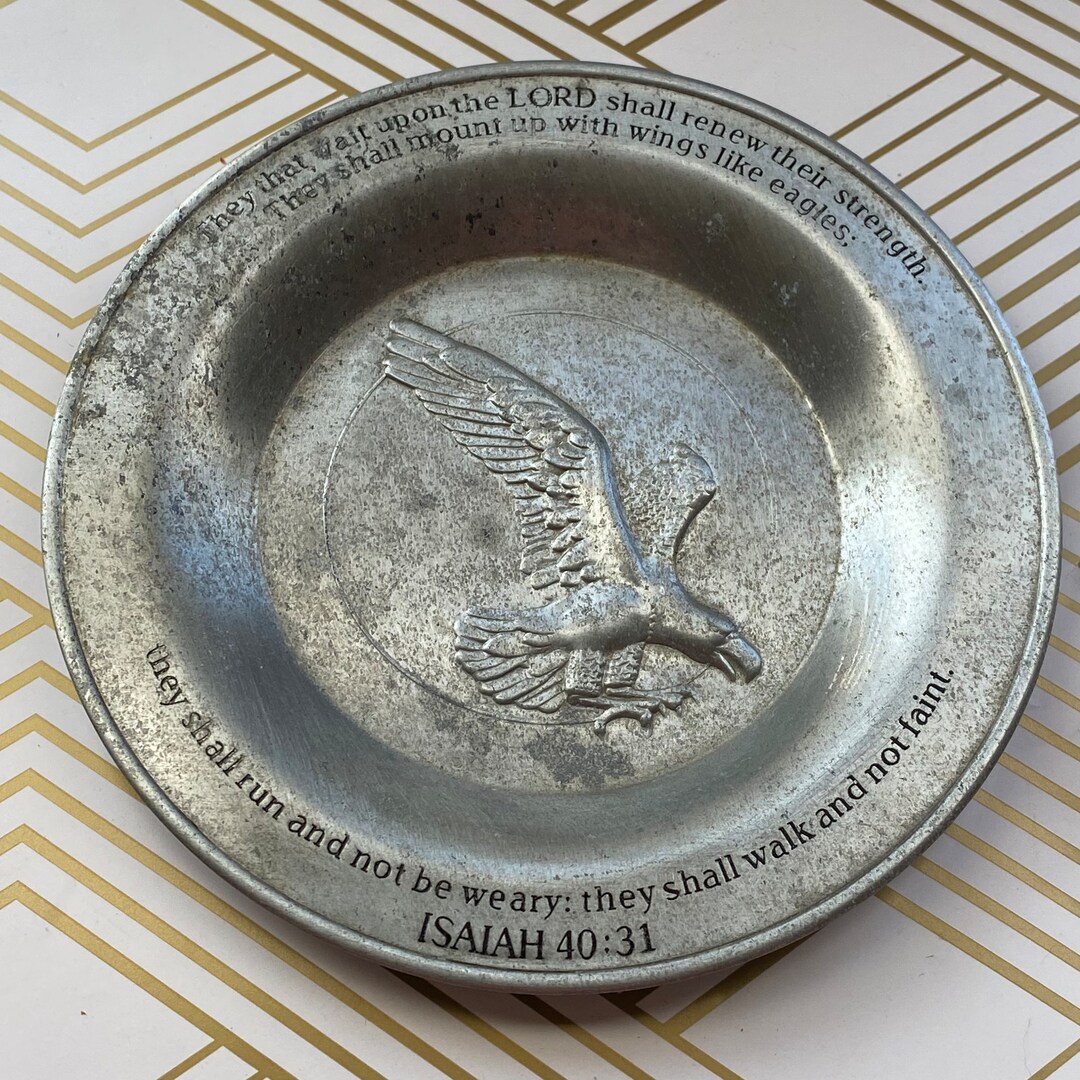 Vintage Pewter Plate Eagle Bible Verse Decorations - Etsy