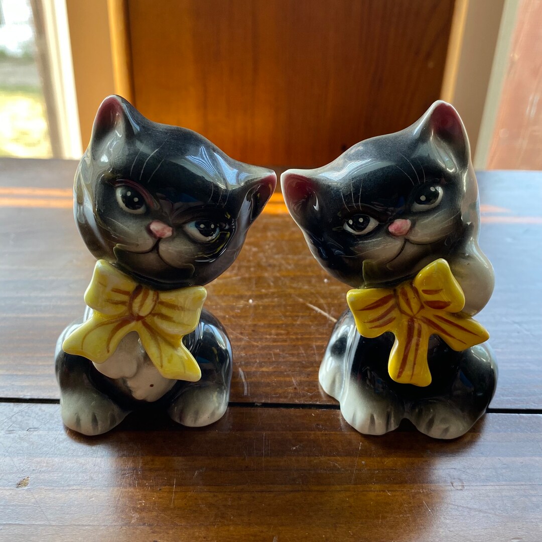 Vintage Rare PY Anthropomorphic Black Cat Miyao Salt and Pepper Shaker ...