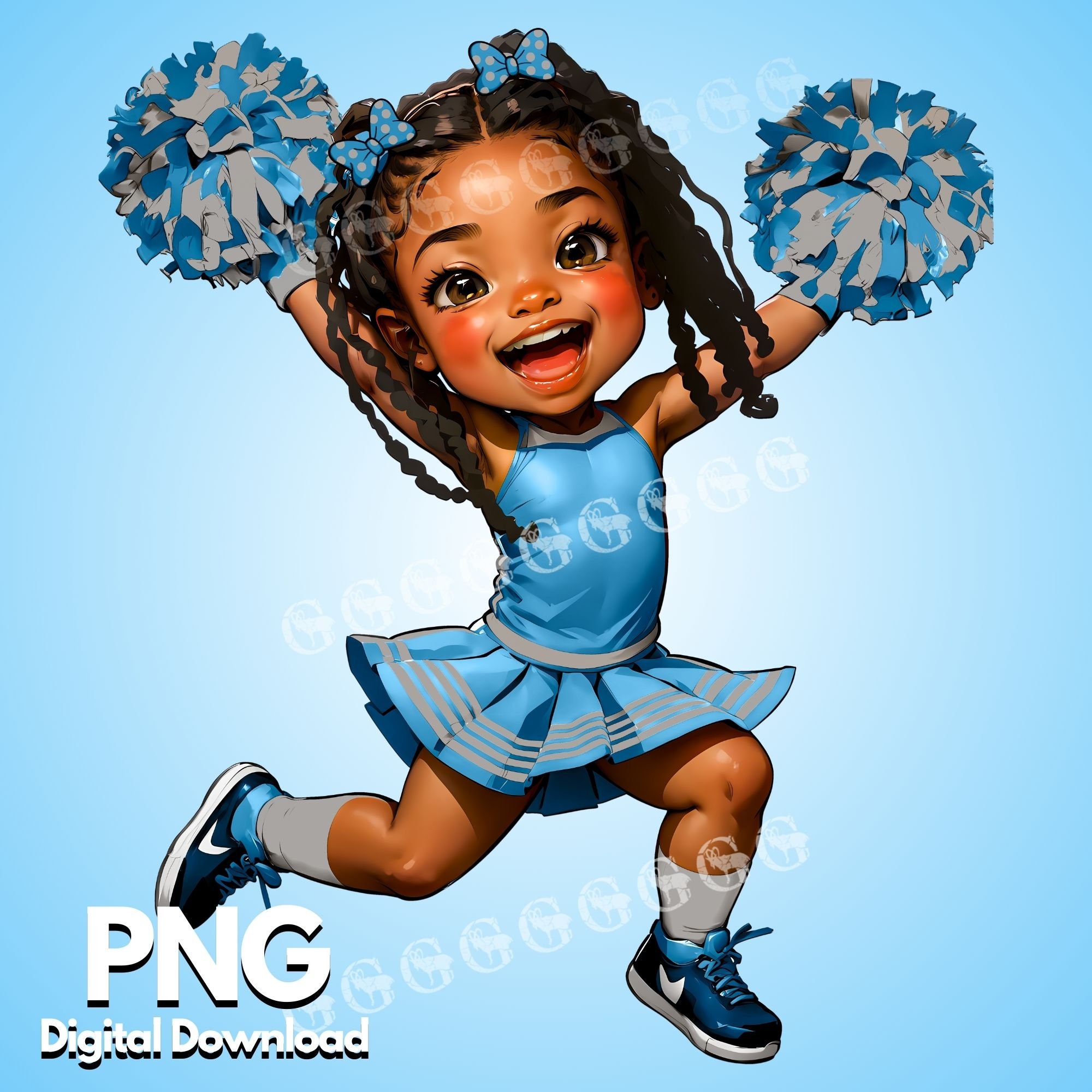 Blue & Gray Girl Cheerleaders (african American) PNG Bundle, Black ...