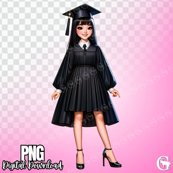 Asian Girl Graduation Clipart - Etsy