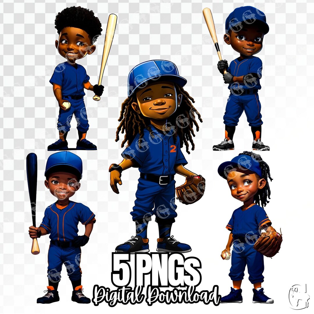 Baseball Boys (blue Orange Uniforms) PNG Bundle, Little League Baseball ...