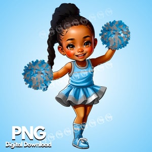 Blue & Gray Girl Cheerleaders (african American) PNG Bundle, Black ...