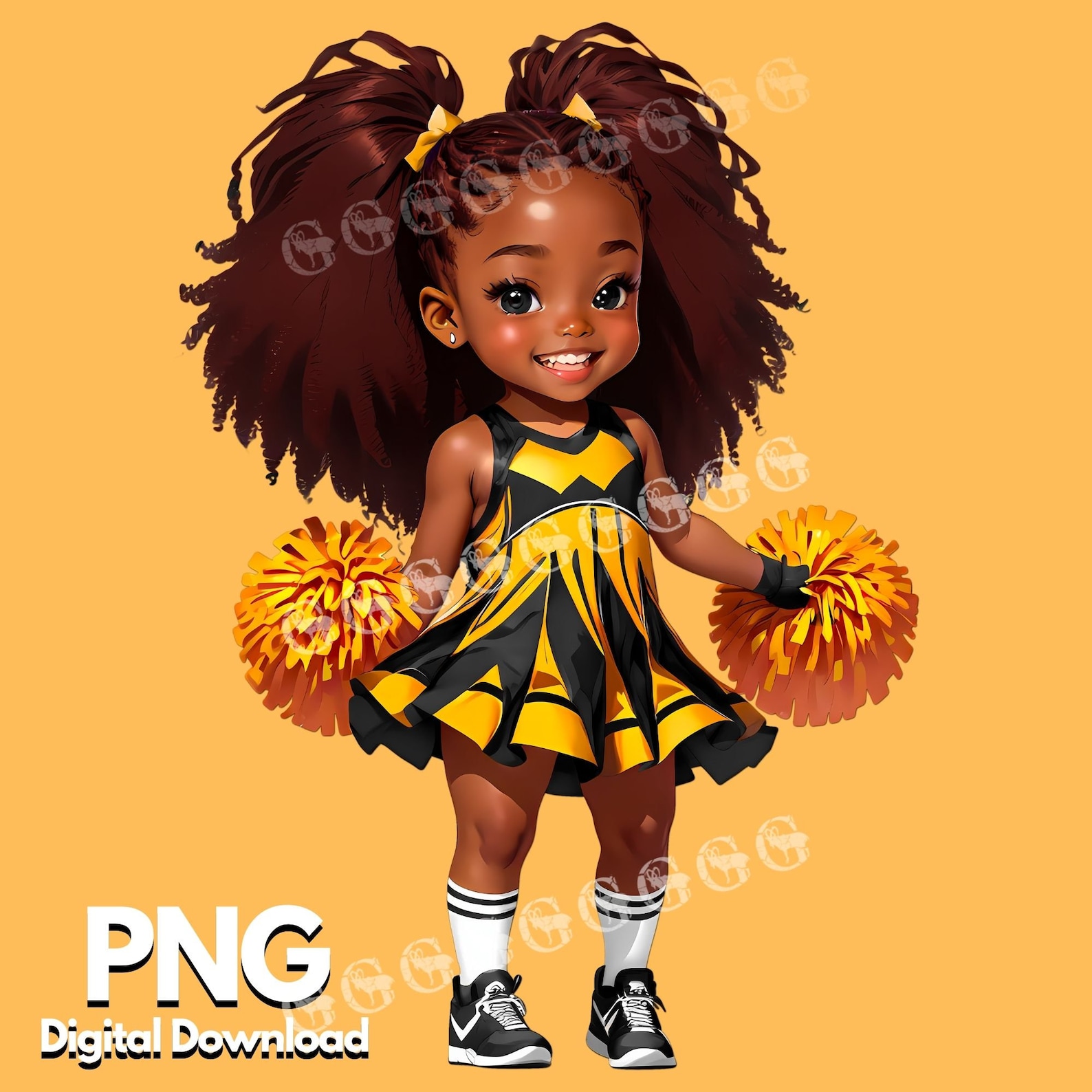 Black and Gold Youth Cheerleaders PNG Bundle, Black Cheerleaders, Youth ...