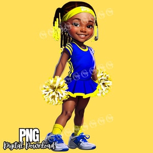 Youth African American Cheerleaders PNG Bundle, Royal Blue and Yellow ...