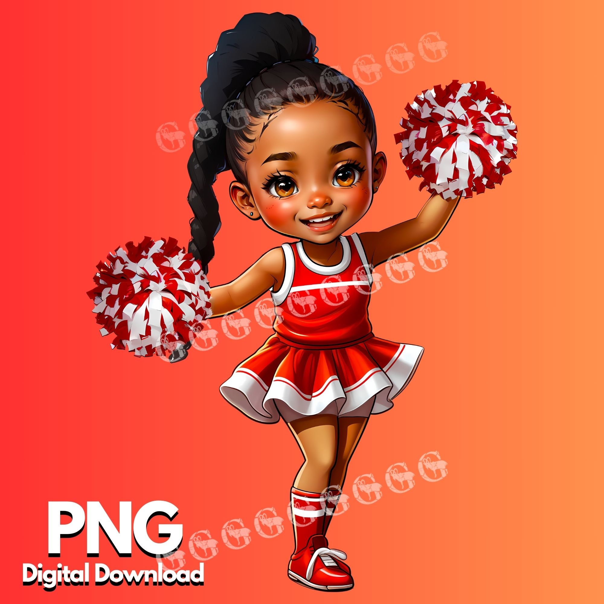 Red and White Youth Cheerleaders PNG Bundle, Black Cheerleaders, Youth ...