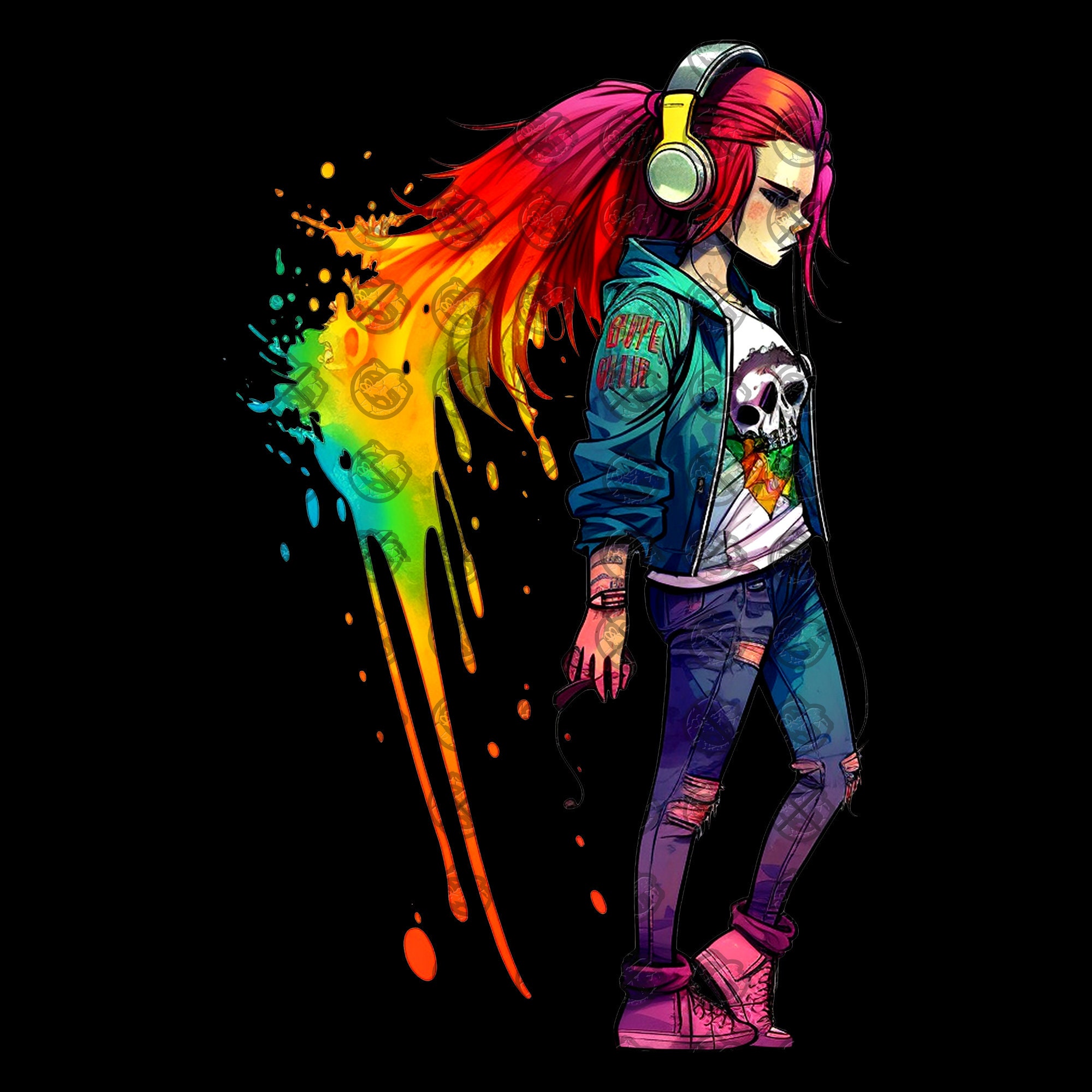 Graffiti Rocker Girl SVG/PNG Streetwear Girl Sublimation - Etsy