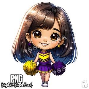 Purple and Yellow Uniform Cheerleader Girls (multi-racial) PNG Bundle ...