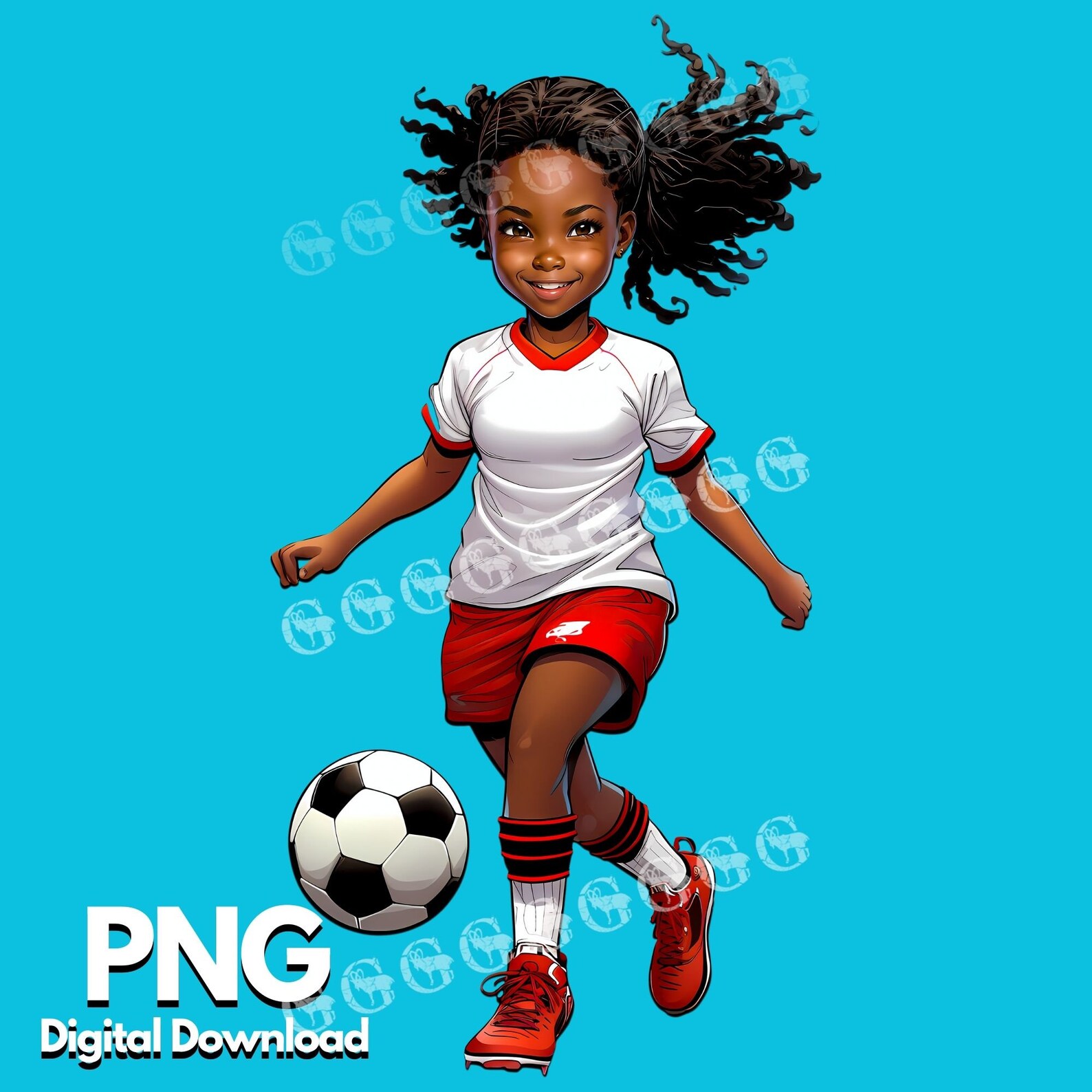 Red & White Girl's Soccer Team PNG Bundle, Youth Soccer, Girl's Soccer ...