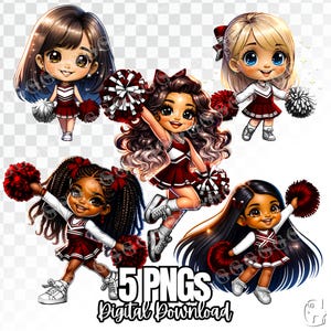 Maroon and White Uniform Cheerleader Girls (multi-racial) PNG Bundle ...