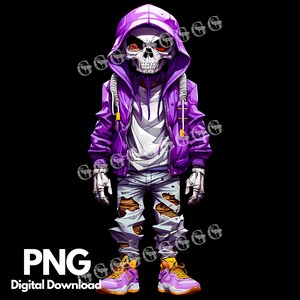 Cool Halloween Skeletons Clipart PNG Bundle, Urban Streetwear Skeleton ...