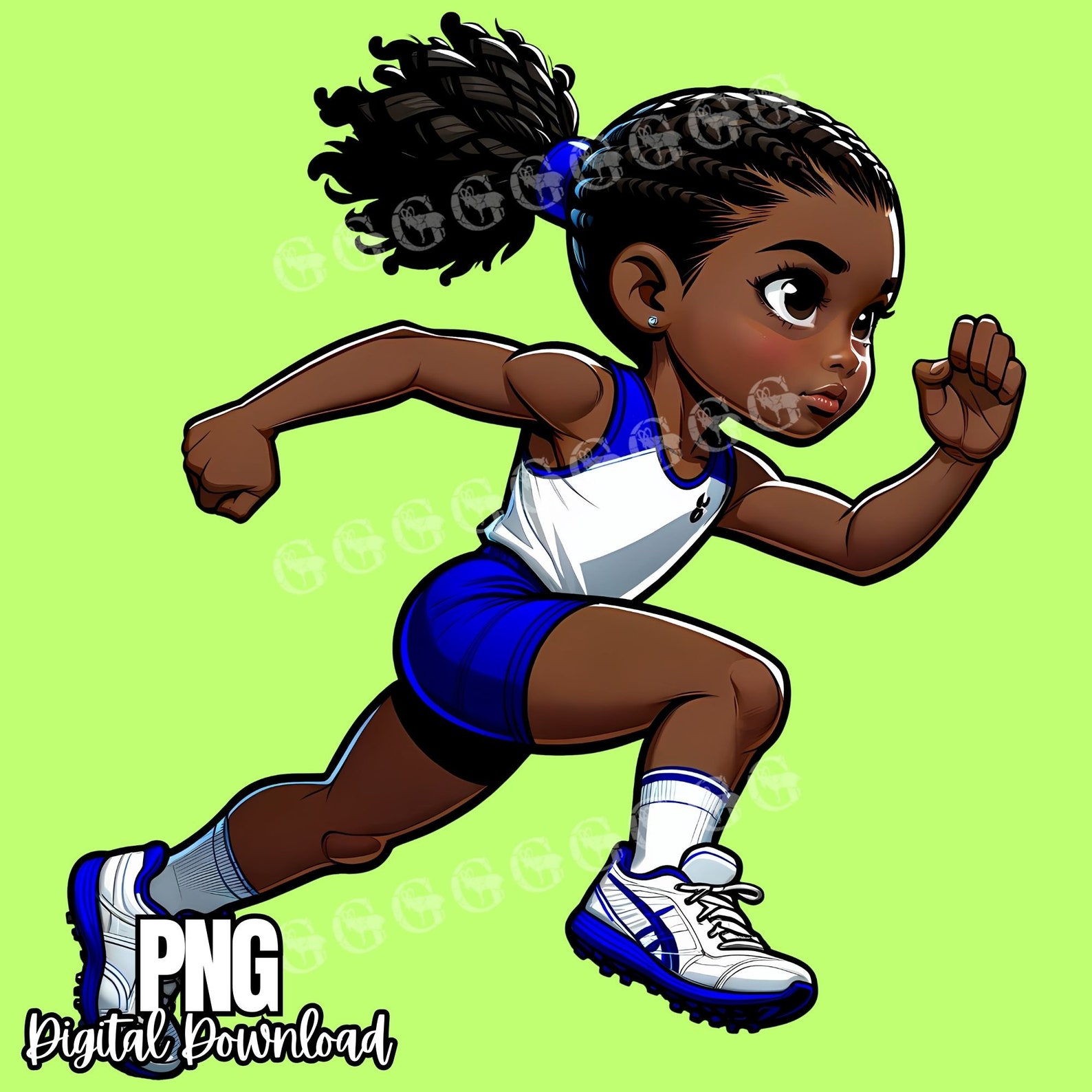 Royal Blue Youth Track and Field African American Girls PNG Bundle ...