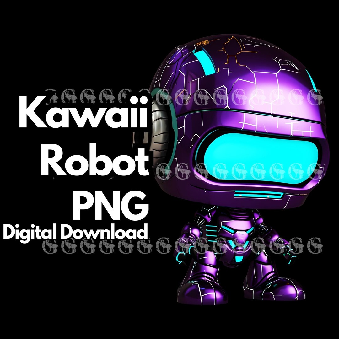Kawaii Chibi Purple/blue Robot PNG, Robot Png, Robot Svg, Robot Vector ...