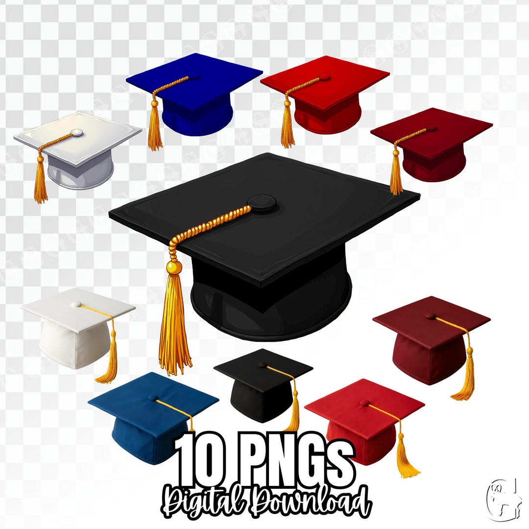 Graduation Caps Clipart PNG Bundle, Grad Cap, Grad Cap PNG, Grad Cap ...