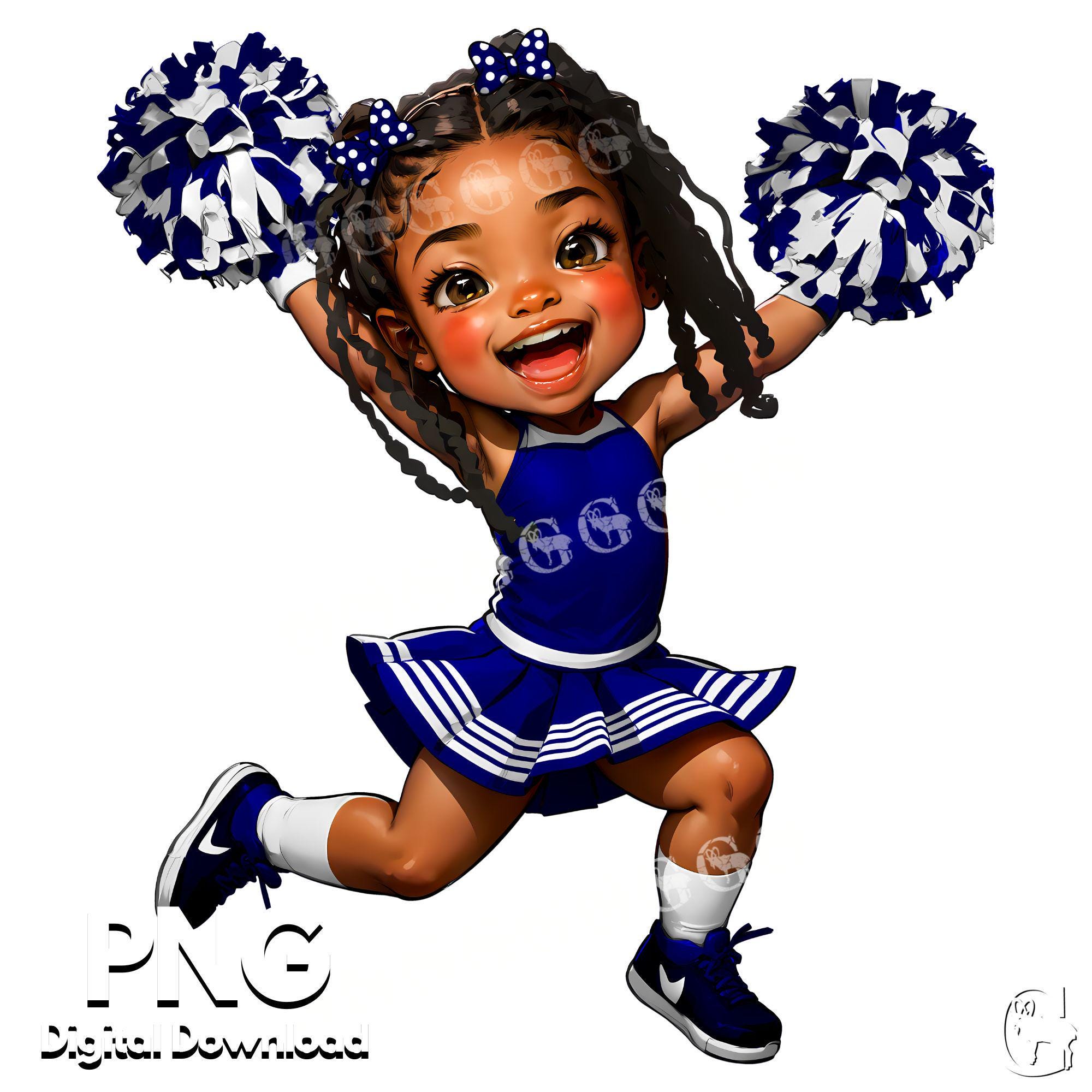 Navy Blue and White Cheerleaders PNG Bundle, African American ...