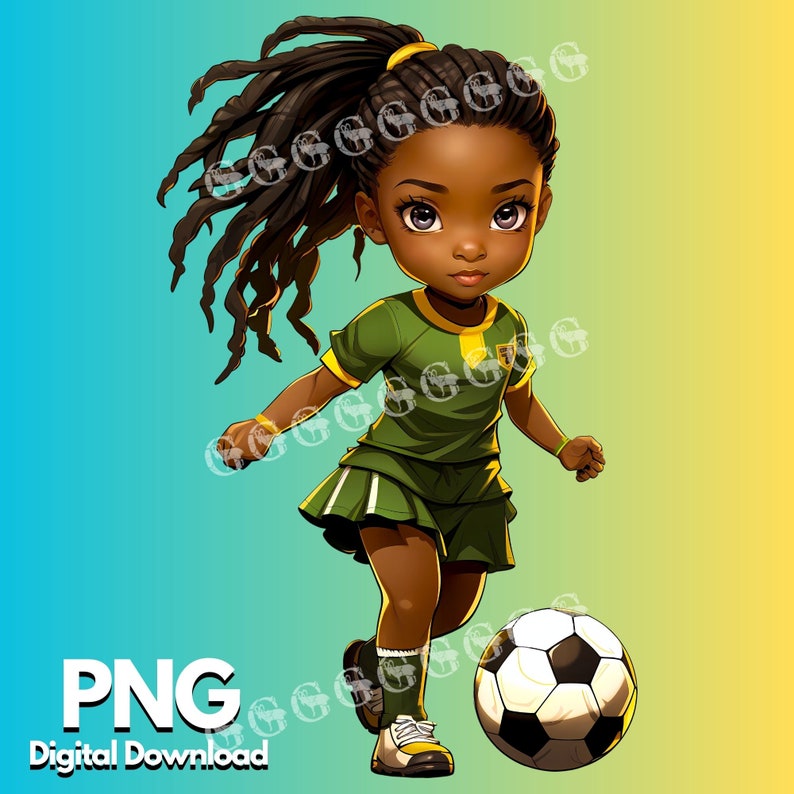 Cute Soccer Girls PNG Bundle, Little League Soccer Girls, Black Soccer ...