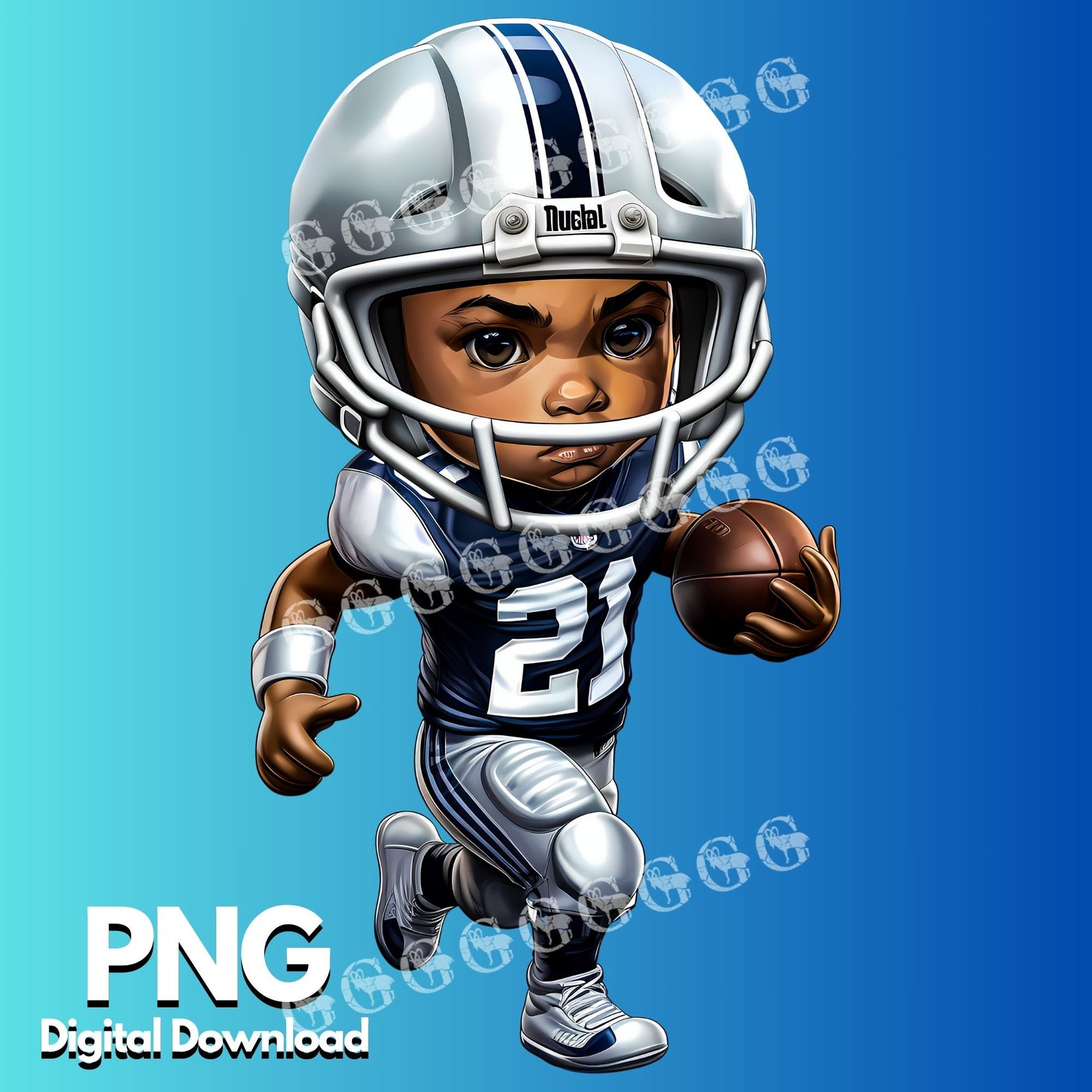 Silver/blue Youth Football Players PNG Bundle, Silver Blue Football ...