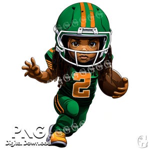 Green Orange Uniform Football Boys PNG Bundle, Football Players, Black ...