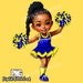 Youth African American Cheerleaders PNG Bundle, Royal Blue and Yellow ...