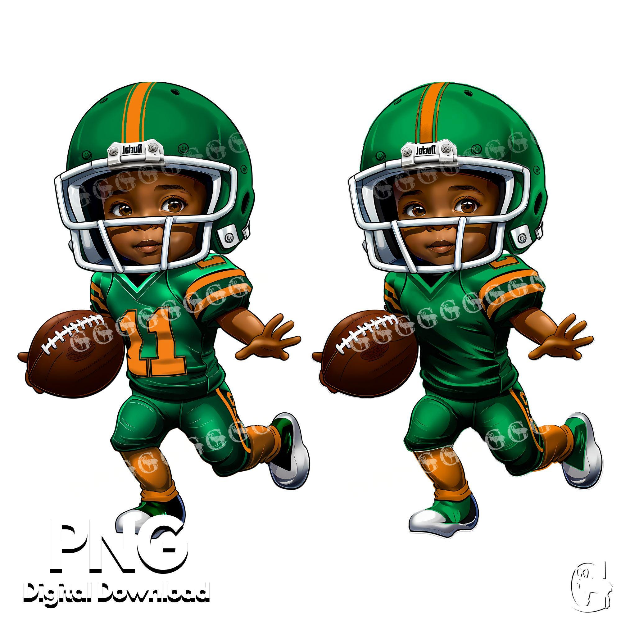 Green Orange Uniform Football Boys PNG Bundle, Football Players, Black ...