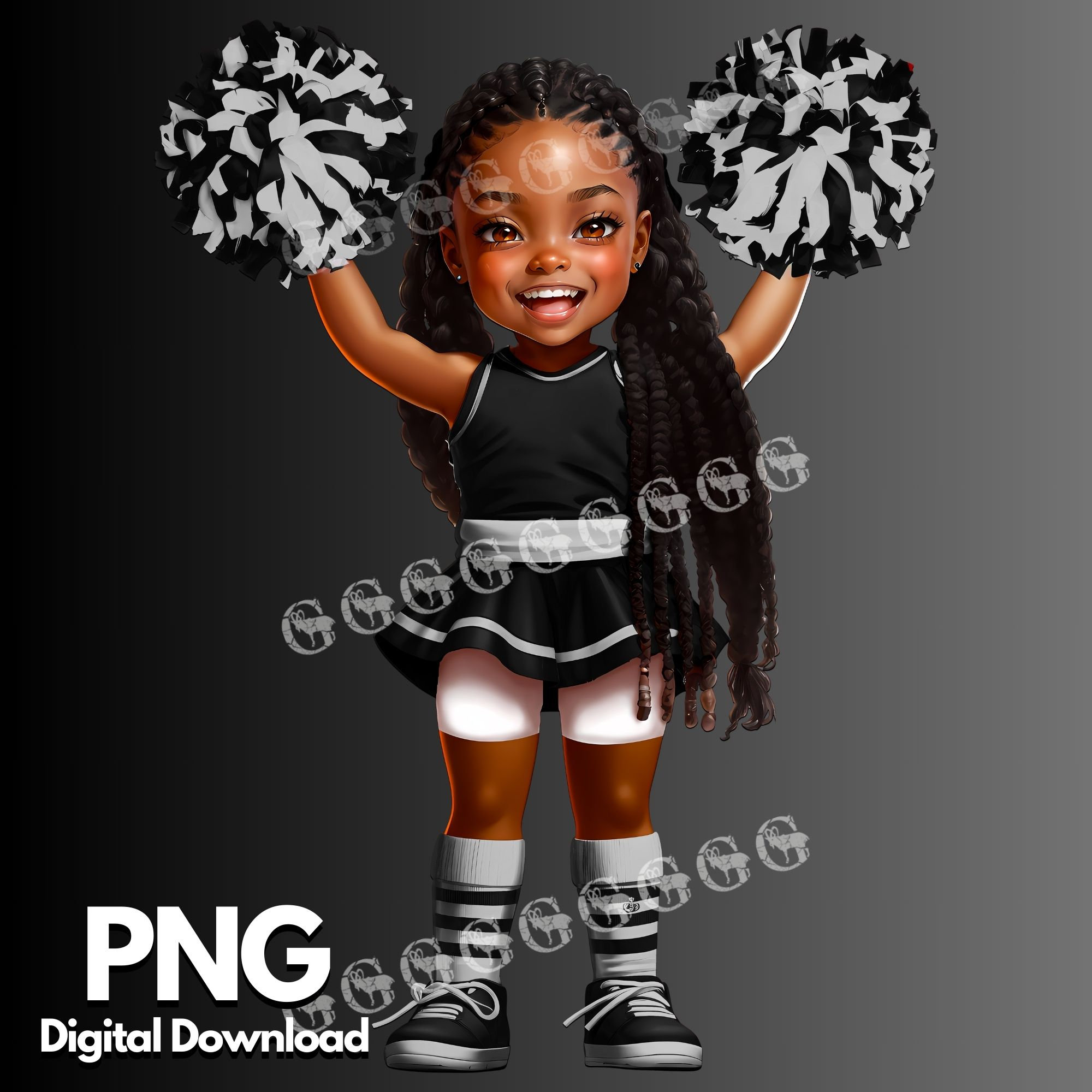 Black and Silver Cheerleaders PNG Bundle, African American Cheerleaders ...