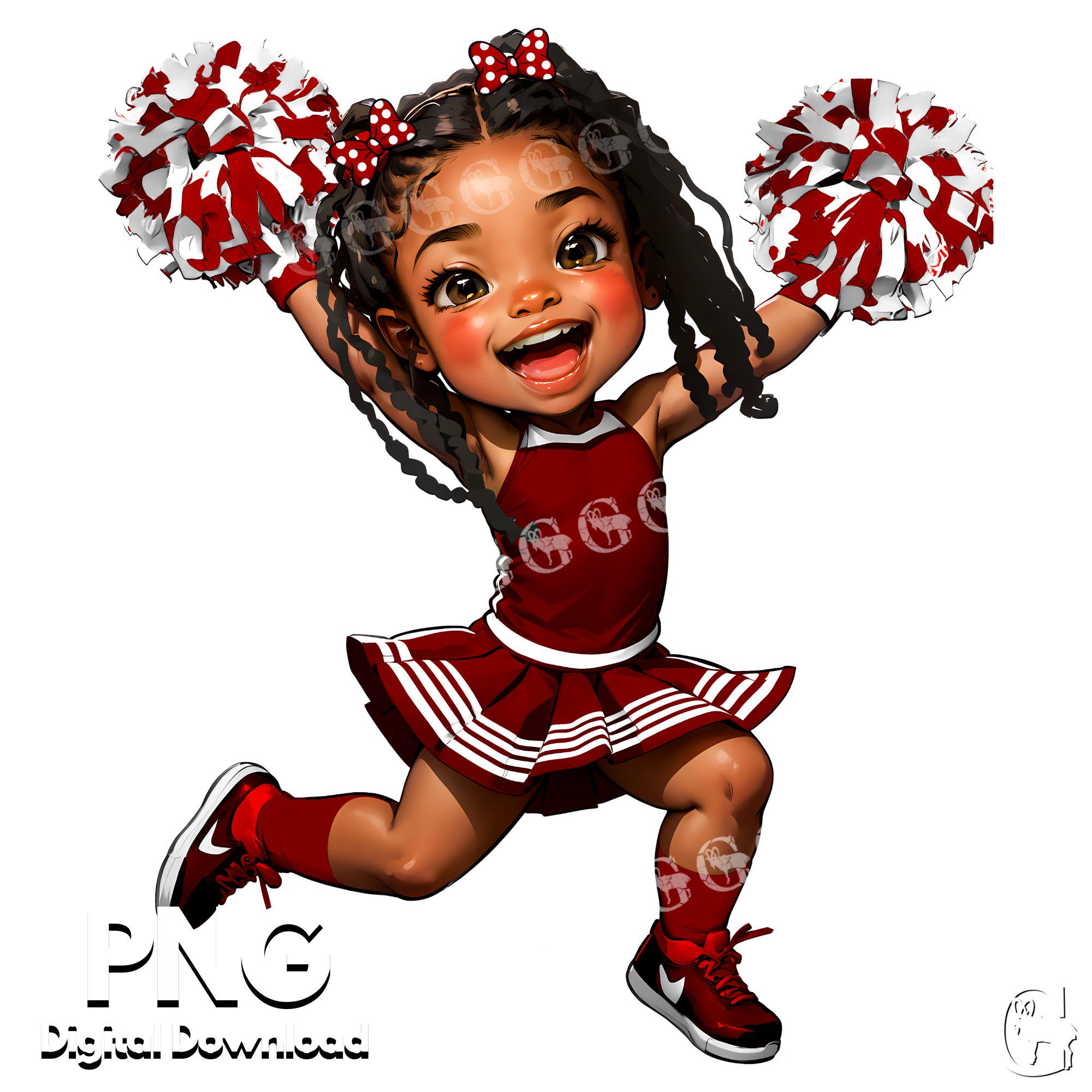 Maroon and White Cheerleaders PNG Bundle, African American Cheerleaders ...