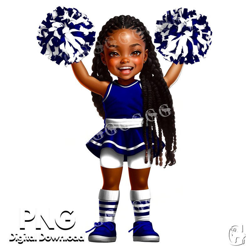 Navy Blue and White Cheerleaders PNG Bundle, African American ...