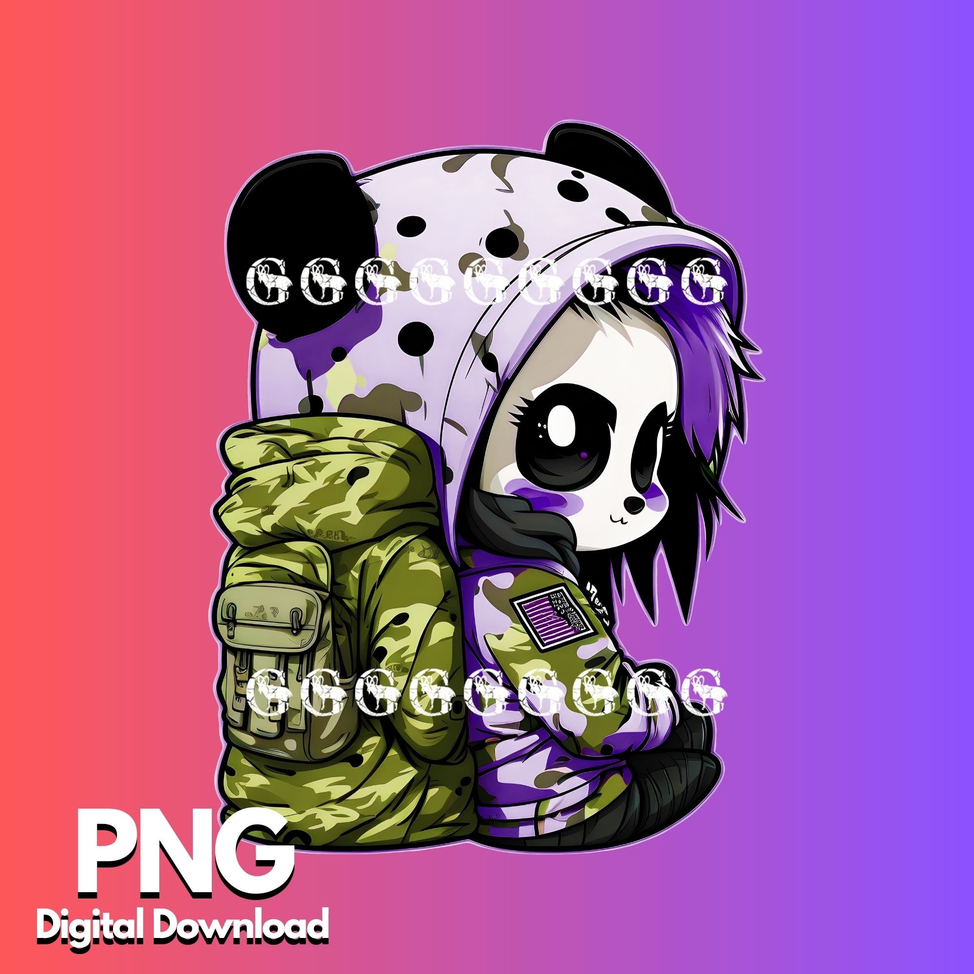 Street Girl Pandas Bundle purple Version Panda Pandas - Etsy