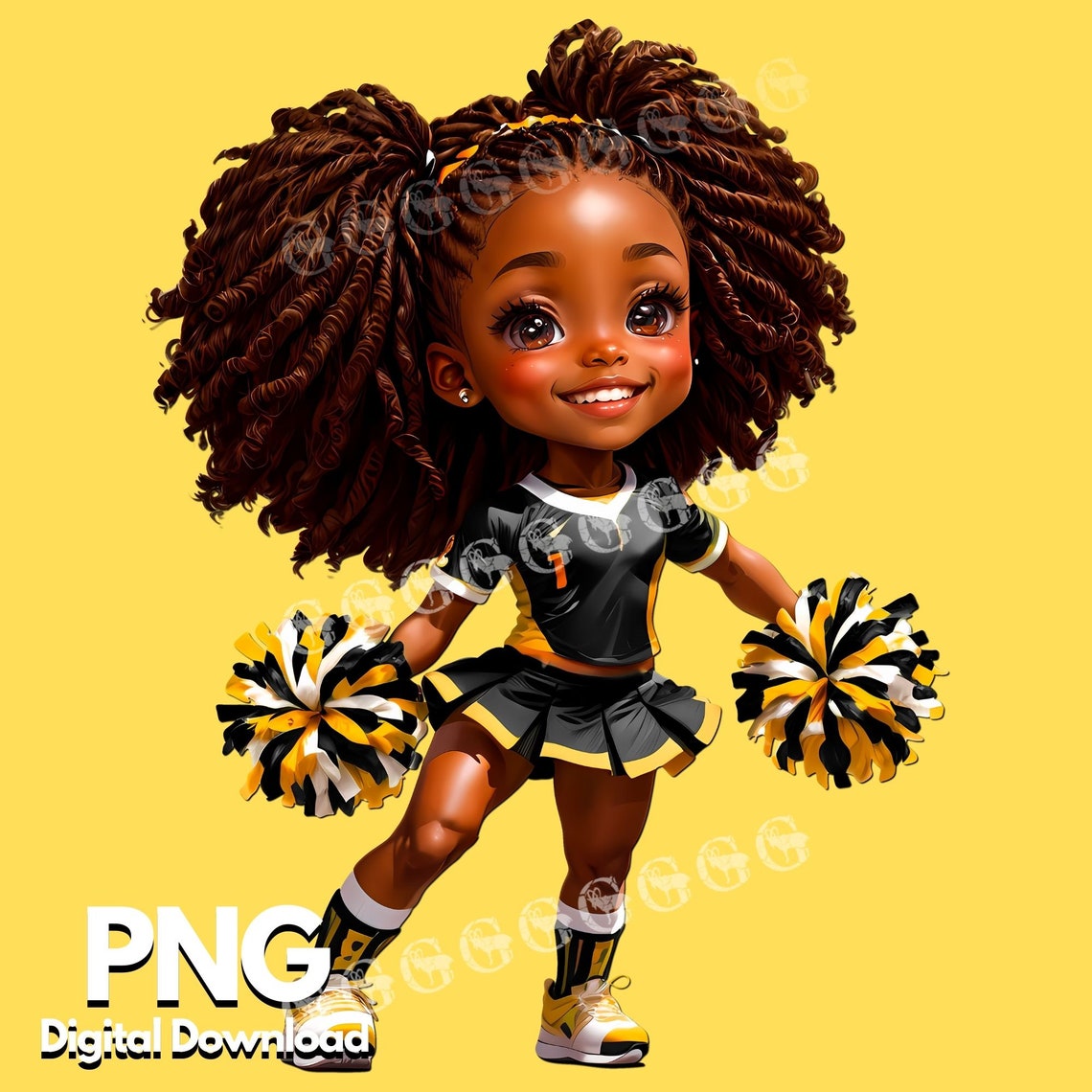 Black and Gold Youth Cheerleaders PNG Bundle, Black Cheerleaders, Youth ...
