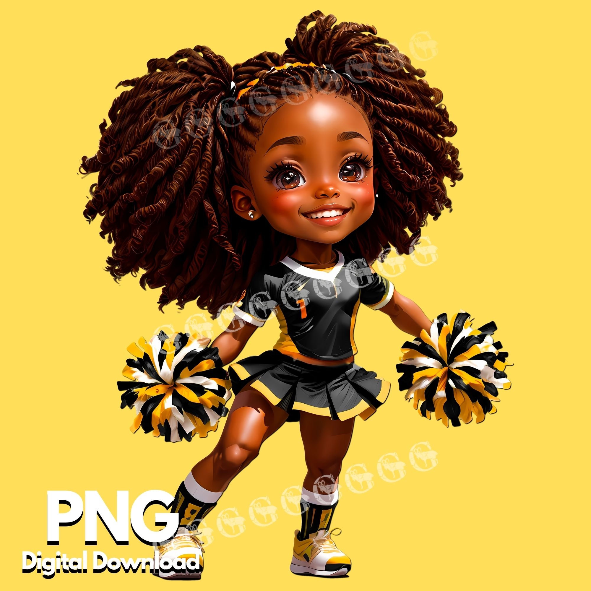 Black and Gold Youth Cheerleaders PNG Bundle, Black Cheerleaders, Youth ...