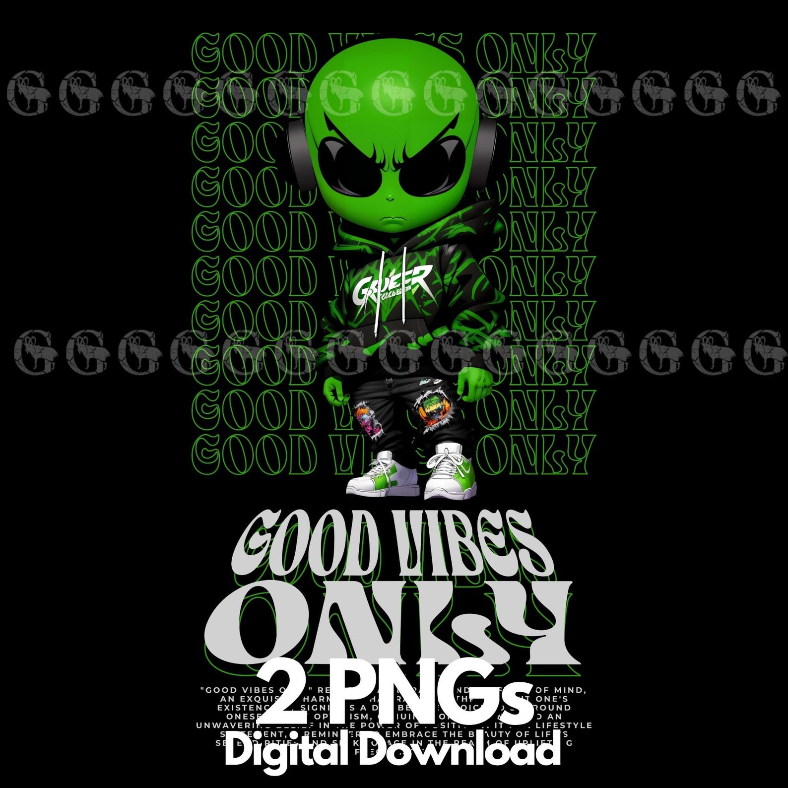 Streetwear Alien Good Vibes Only PNG Design, Streetwear, Sublimation, T ...