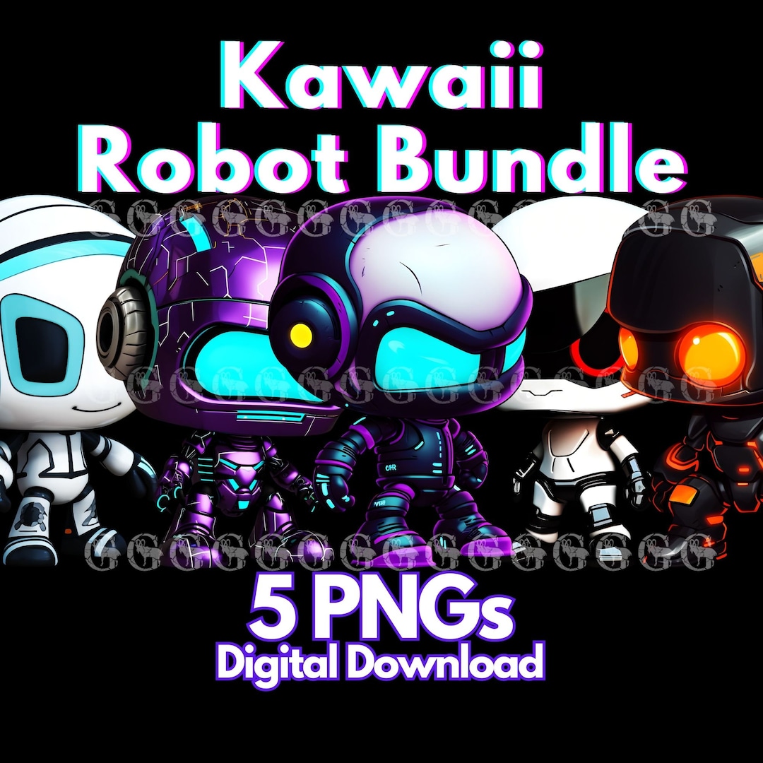 Kawaii Chibi Robot PNG Bundle, Robot Png, Robot Svg, Robot Vector ...