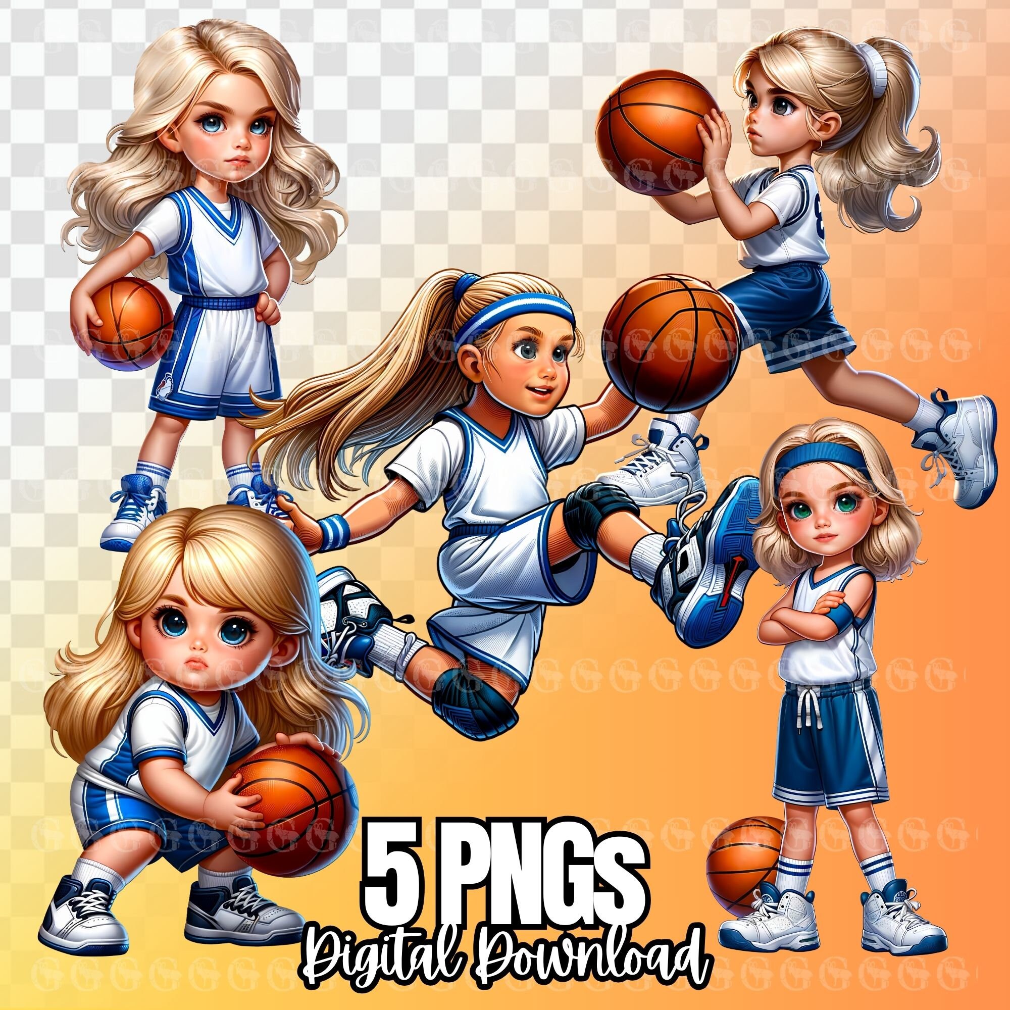 Blonde/european Basketball Girls PNG Bundle, Basketball Girl ...