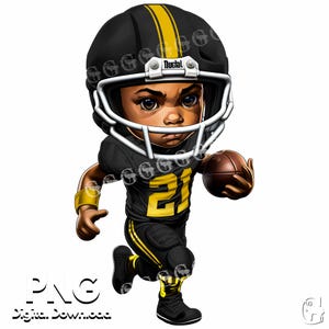 Black and Gold Football Boys PNG Bundle, Football Players, Black ...