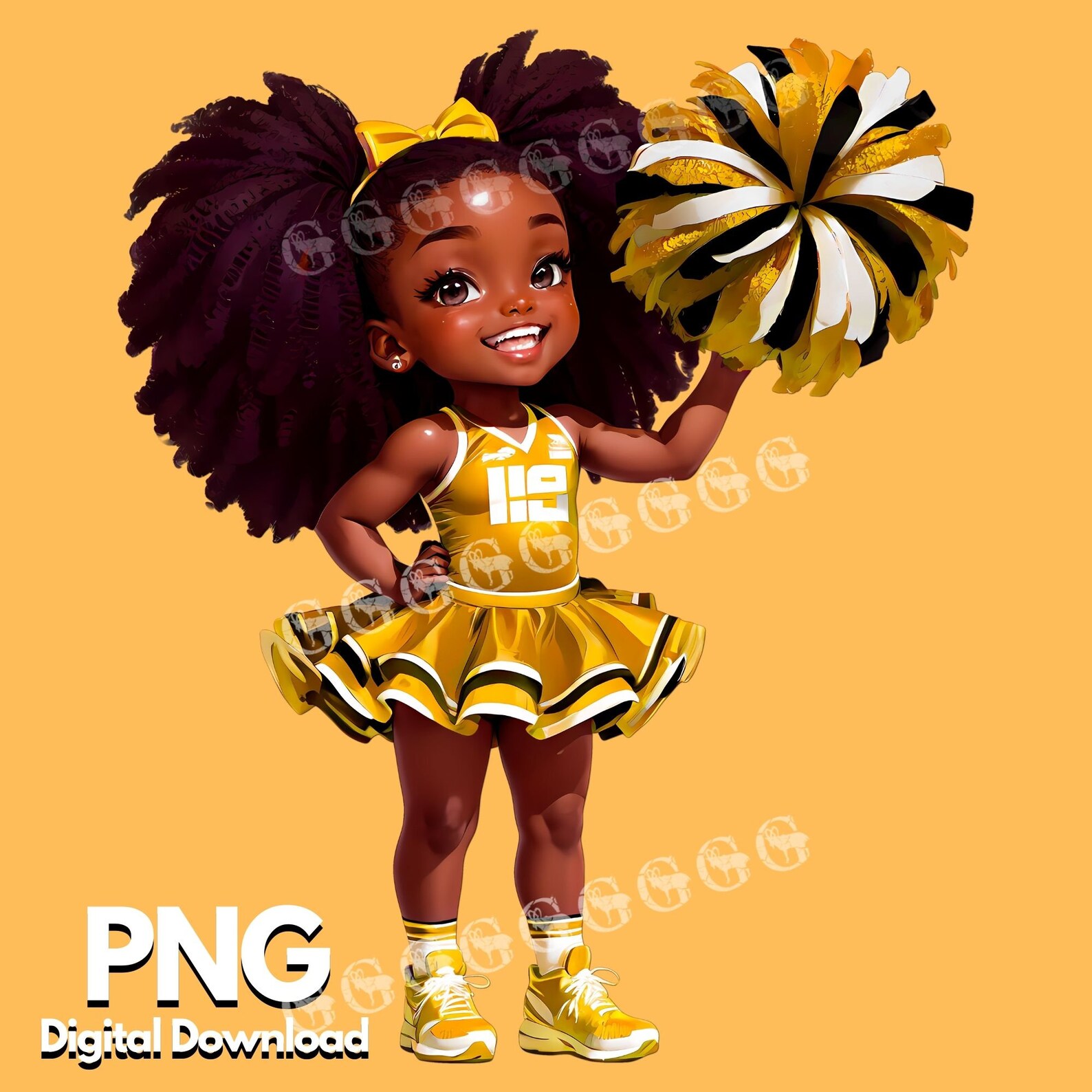 Black and Gold Youth Cheerleaders PNG Bundle, Black Cheerleaders, Youth ...