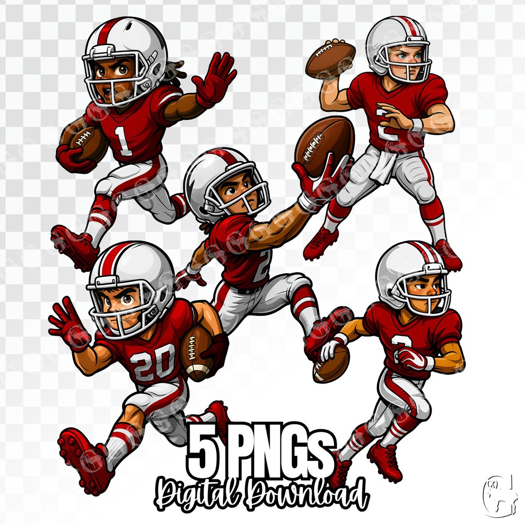 Football Boys PNG Bundle, Red and White Uniforms, American Football ...