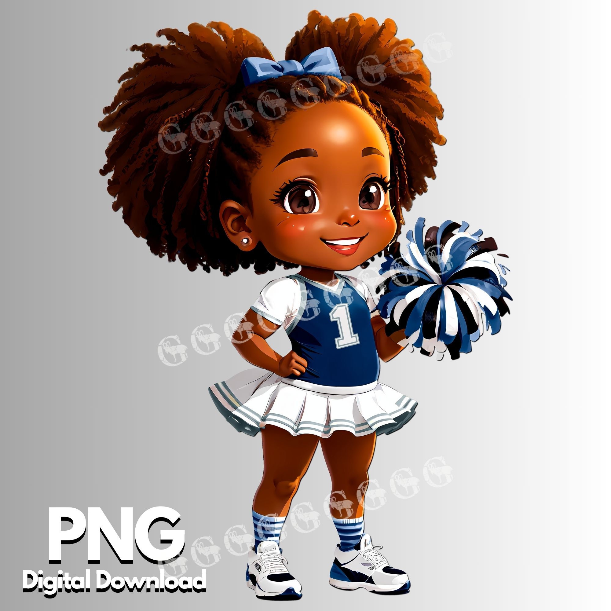 Blue Silver White Cheerleaders PNG Bundle, Black Girl Cheerleaders ...