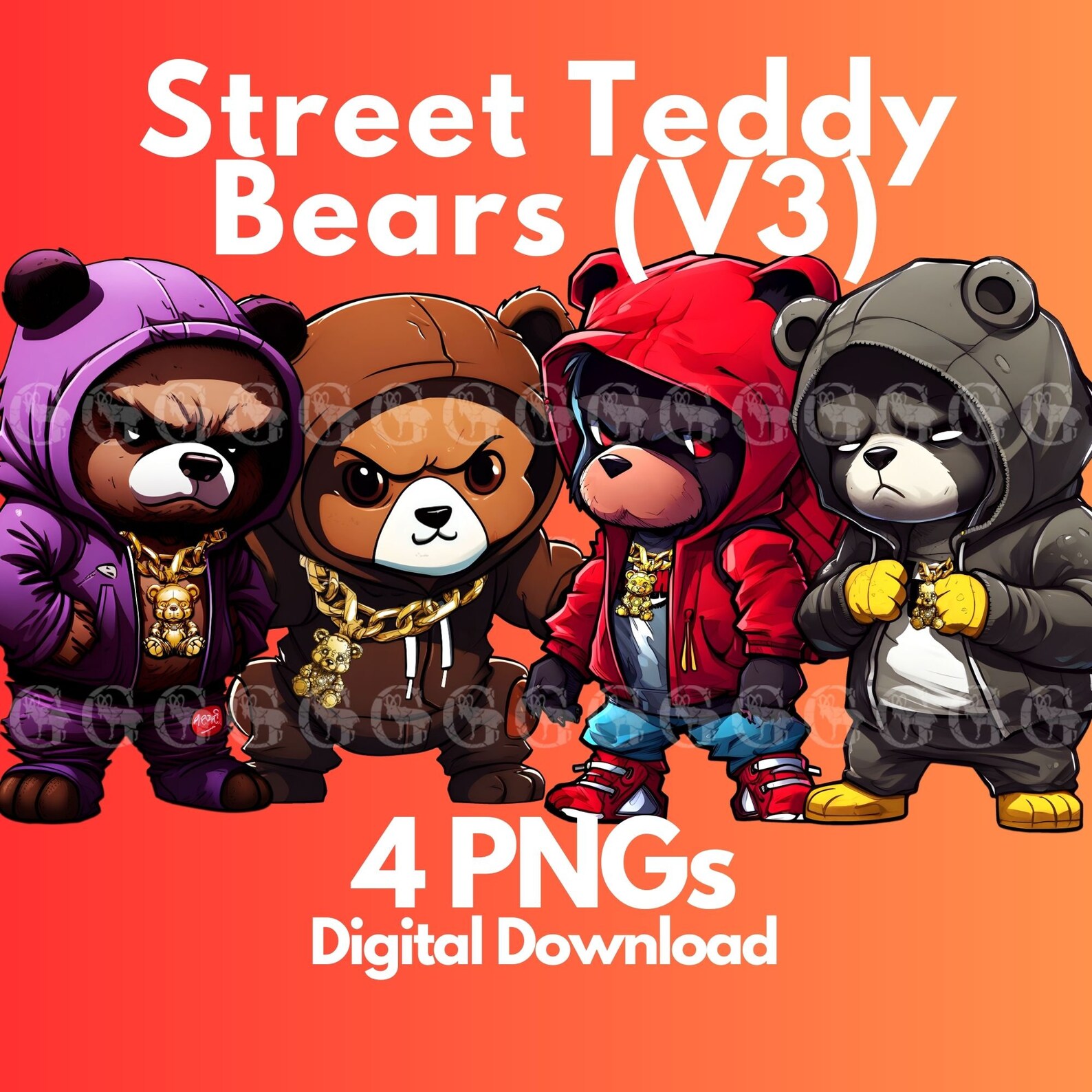 Urban Streetwear Teddy Bear Bundle set 4, Gangster Teddy Bear, Street ...