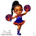 Blue & Orange Girl Cheerleaders (african American) PNG Bundle, Black ...