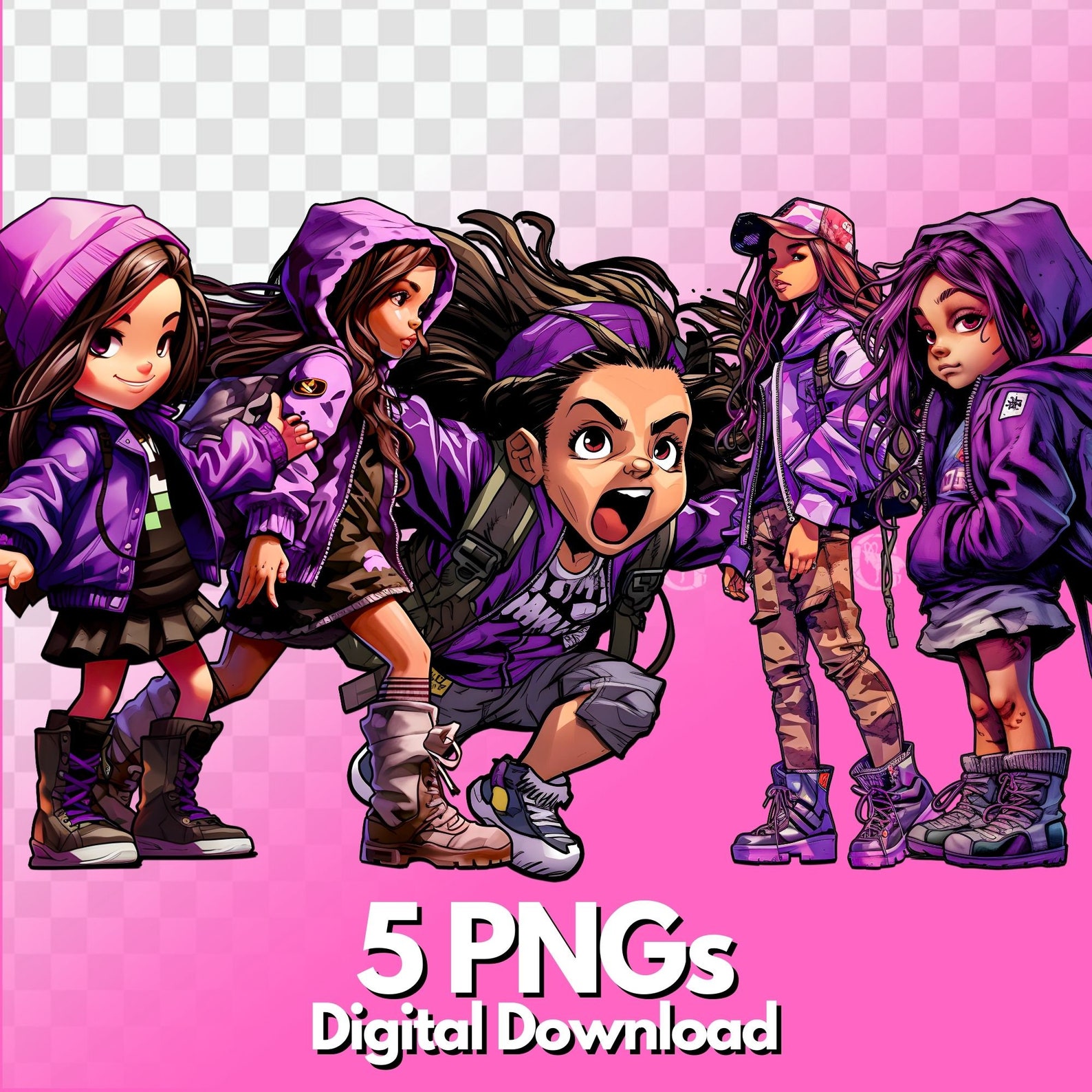 Urban Streetwear Girls PNG Bundle 2, Cool Girls, Teenage Girls ...