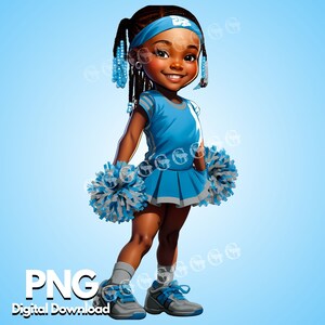 Blue & Gray Girl Cheerleaders (african American) PNG Bundle, Black ...