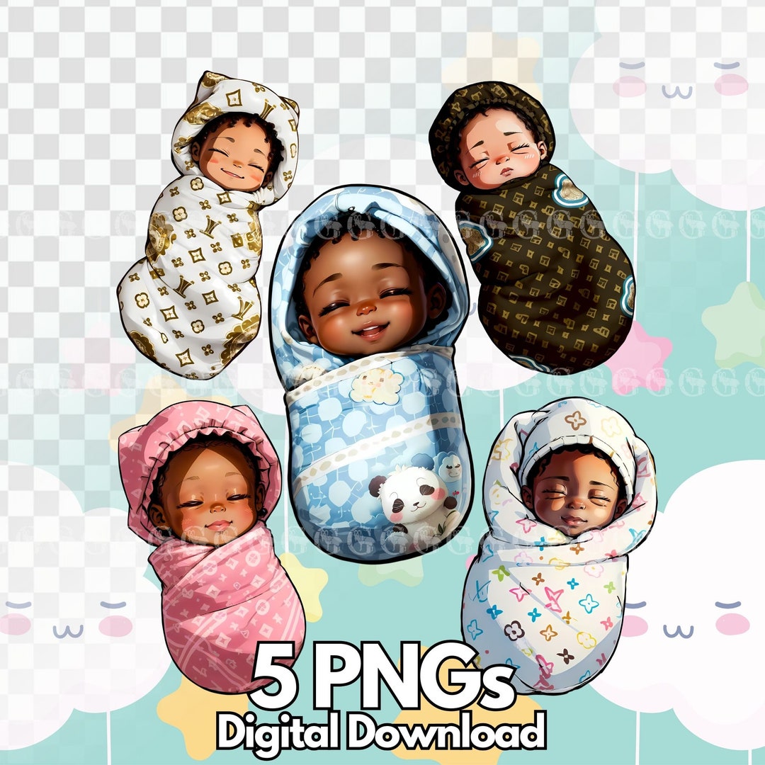 Cute Swaddled Smiling Babies PNG Bundle, Newborn Baby Clipart, Cartoon ...