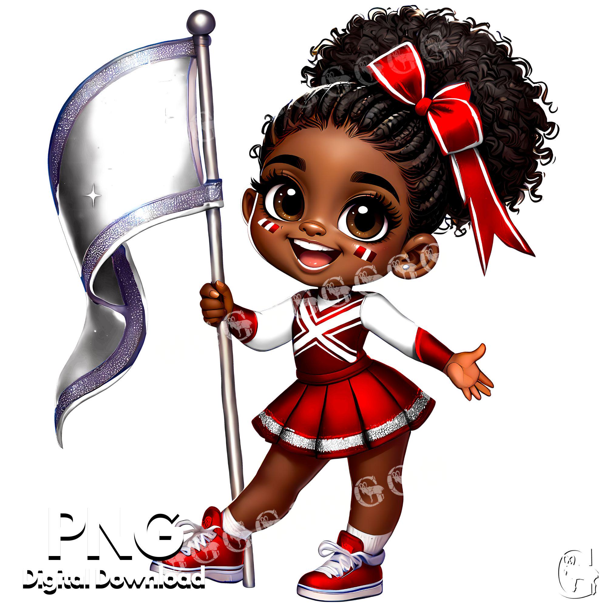 Maroon and White Color Guard Flag African American Girls PNG Bundle ...
