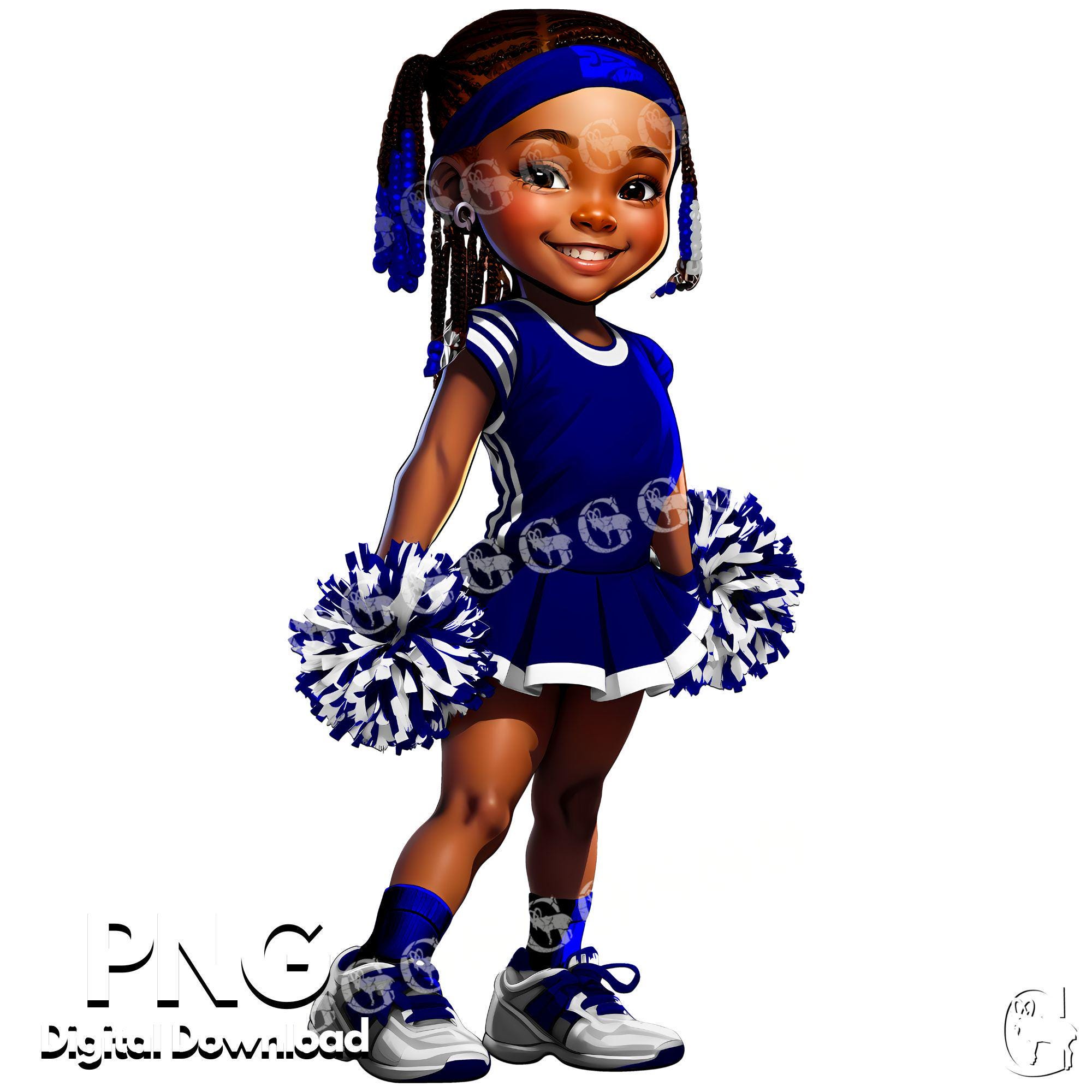 Navy Blue and White Cheerleaders PNG Bundle, African American ...