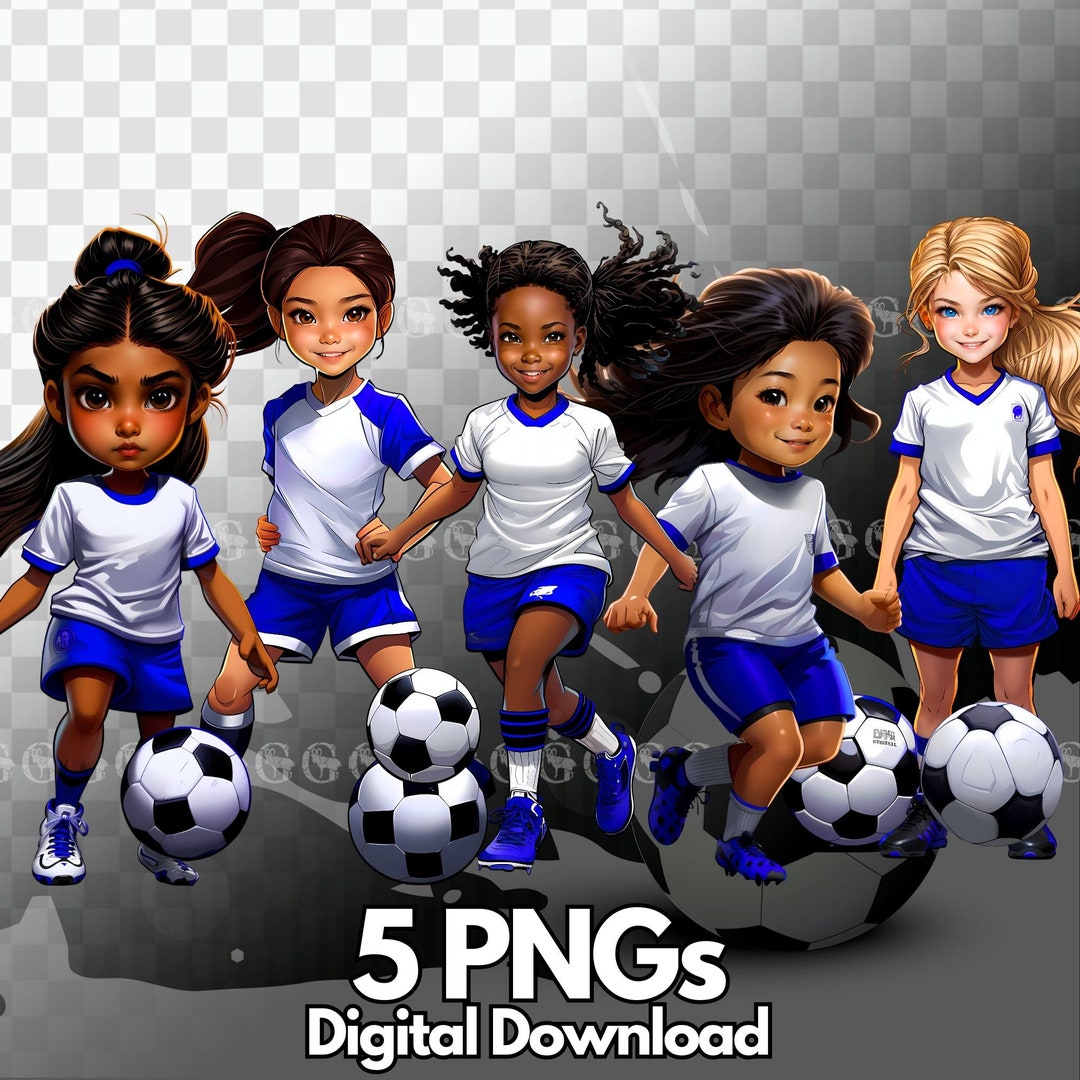 Navy Blue Soccer Girls PNG Bundle, Little League Soccer, Girl Soccer ...